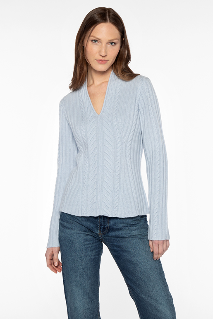 Luxe Cable Vee - Cashmere – J. Mode Boutique